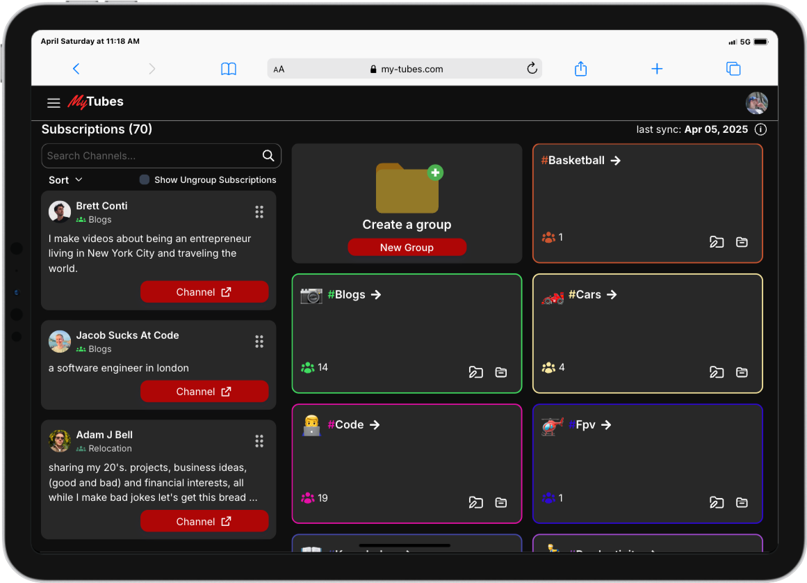 My-Tubes - Manage Your YouTube Channels and Get Detailed Statistics